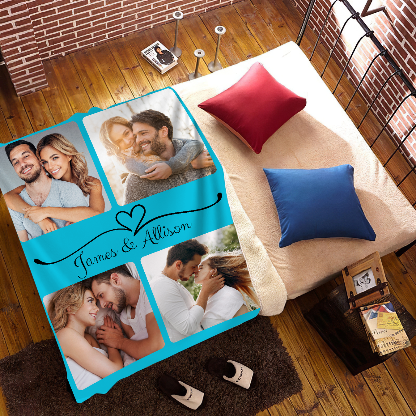 Personalized Couple Photo Fleece Blanket