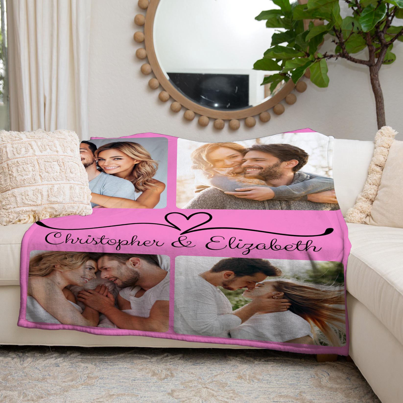 Personalized Couple Photo Fleece Blanket