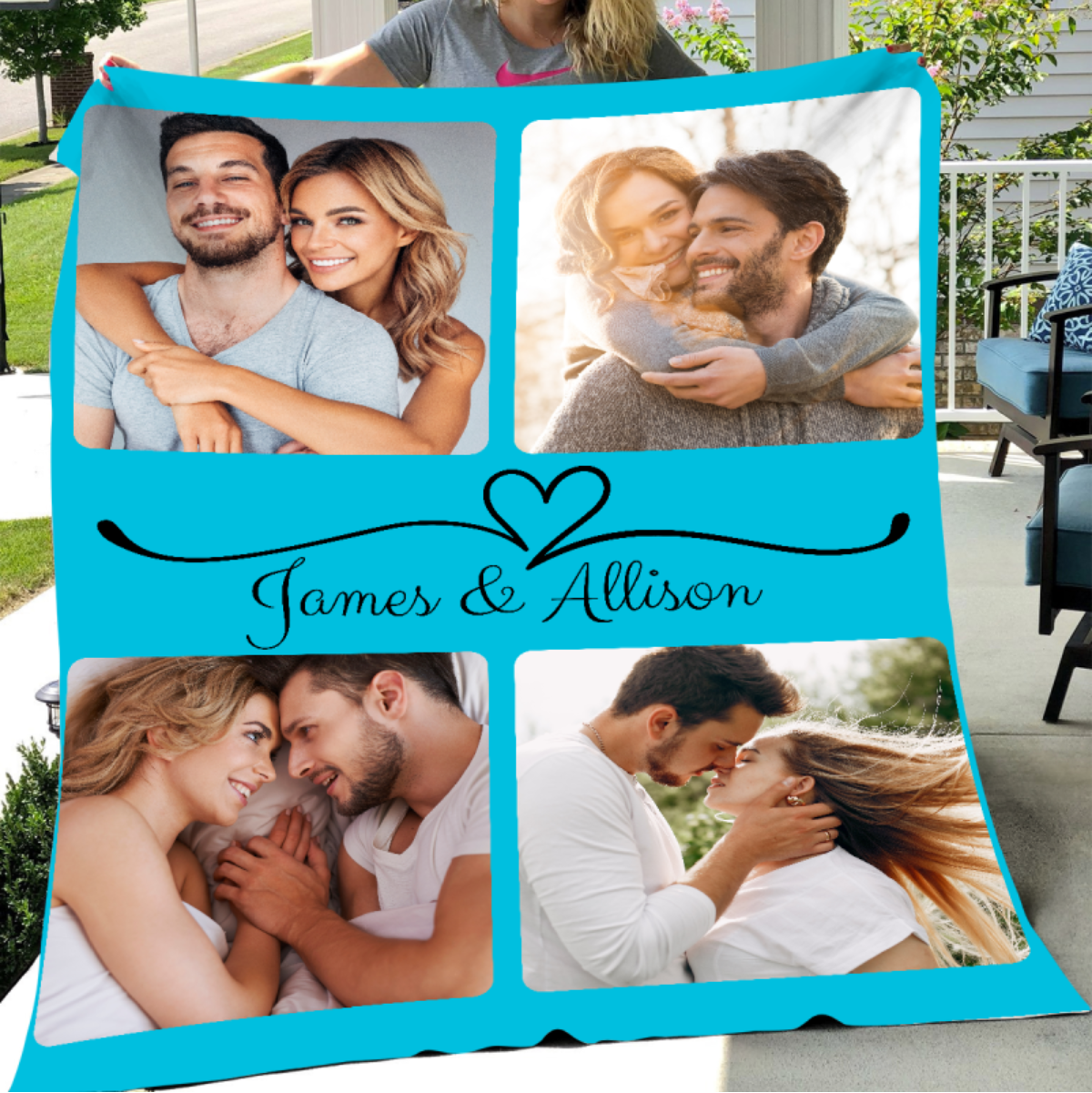 Personalized Couple Photo Fleece Blanket