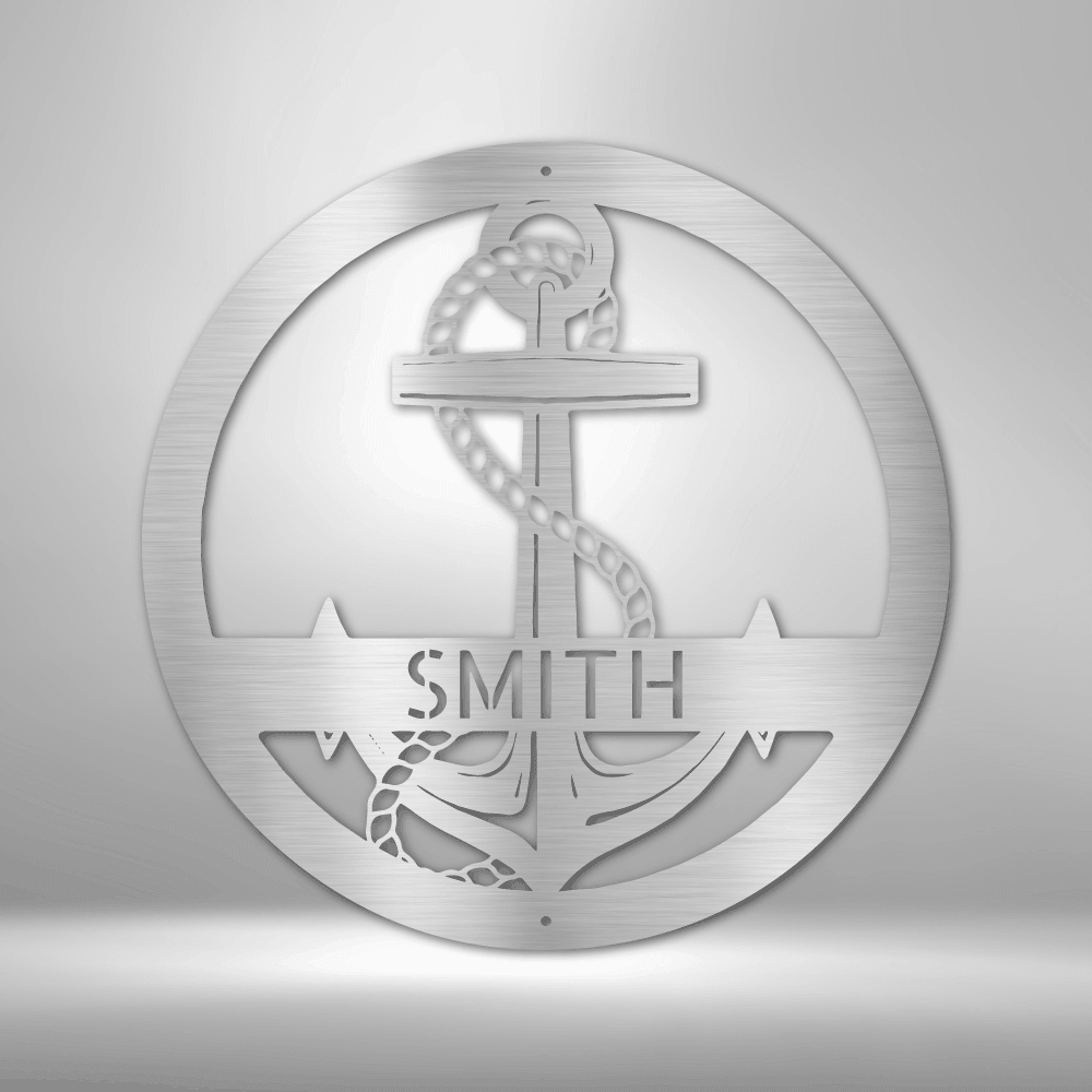 Custom Elaborate Anchor Steel Sign - Nautical Beach Decor