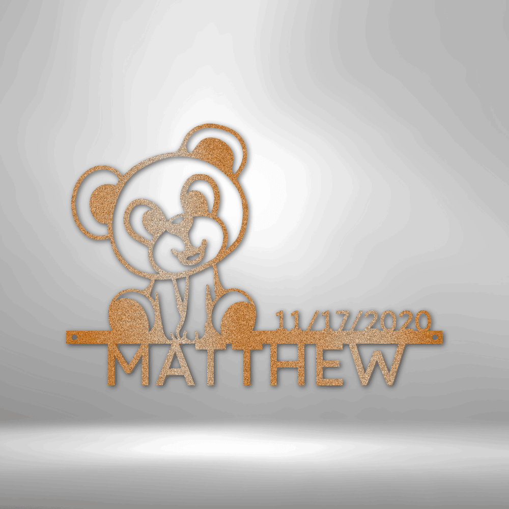 Personalized Teddy Bear Monogram Wall Steel Sign - Ideal Gift
